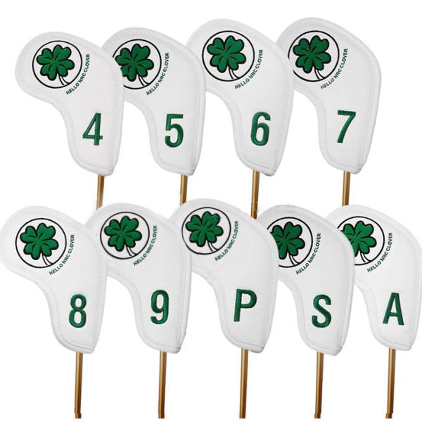 ゴルフアイアンカバー レザー 刺繍入り 防水 選べる 3番?9番 AW PW SW LW 10枚 12枚 セット 番手付き おしゃれ 人気 おトク