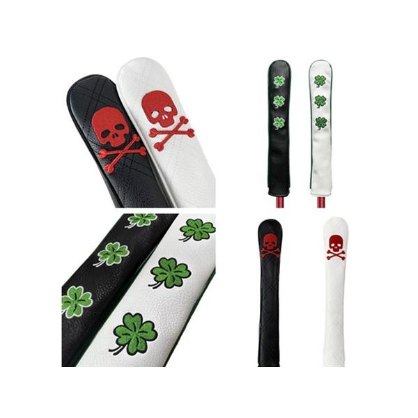 ゴルフアライメントスティックカバー ツアースティック用 2-4本用 グリップ用 多機能 スカル模様 クローバ模様 1本