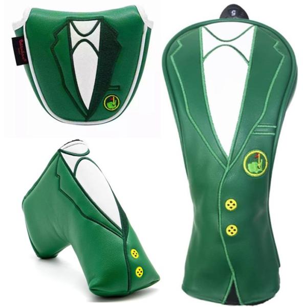 パターカバー ヘッドカバー マレット用 マグネット付け テーラーメイド スパイダー ピンタイプ　キャメロン オデッセイに適合 スーツ 緑