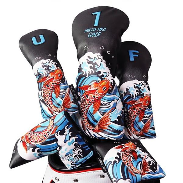 ゴルフヘッドカバー ドライバー DR 用 ウッド FW 用 ユーティリ ティ UT用カバー　1点　 鯉