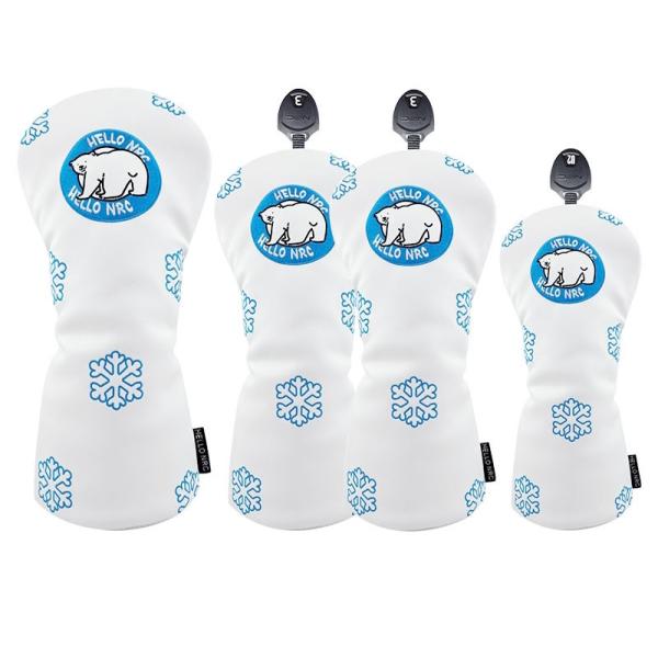 ゴルフヘッドカバー ドライバー DR 用 ウッド FW 用 ユーティリ ティ UT用カバー　4点セット　ホッキョクグマ