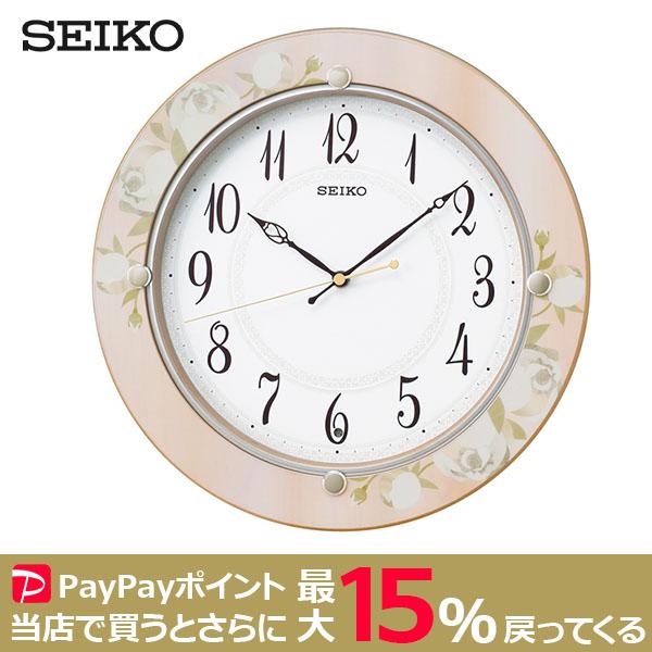 【期間限定特価】4/12までセイコー 電波クロック 花模様 正規保証品 仕様ーサイズ　325×335×48mm素材　　木枠（MDF・薄ピンク花模様光沢仕上げ）　　　　前面：ガラス機能　　電波修正機能(40KHｚ/60KHｚ自動選局)　　　　...