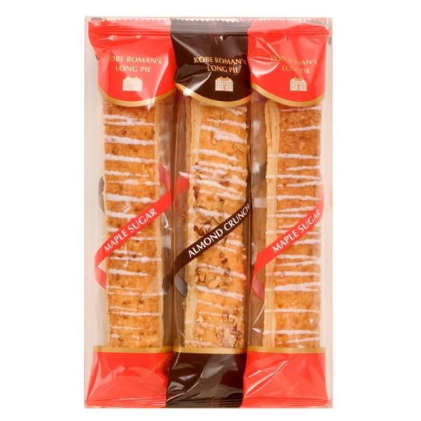 【メープルシュガーロングパイ】サクサクのパイに100％カナダ産のメープルシュガーをふりかけたロングパイ。まろやかな甘さとコク、メープルの香りがふんわりとお口の中に広がります。さらにチョコレートの甘さが重なって、上品な味になりました。【アーモ...