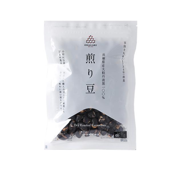 大粒の兵庫県産丹波黒豆の香ばしい煎り豆です。本品は熱風焙煎でしあげておりますので、香ばしくサクサク軽やかな食感です。