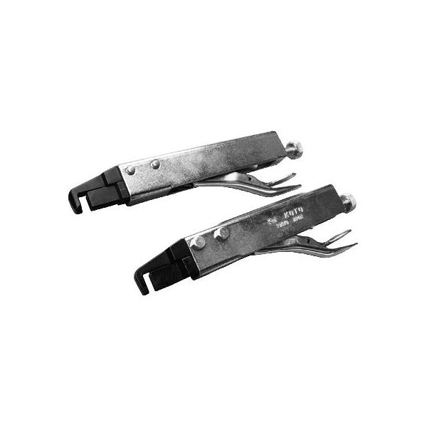 クリップ穴のゆがみをプレス修正できるツールです。●サイドステップ、各種バンパー、レンズ等を止めている穴（○：φ8mm〜、□：6mm〜）に対応。●鋼板表面に当たる部位は平らなので後作業も容易になります。ケース外形寸法/重量W:200 L:90...