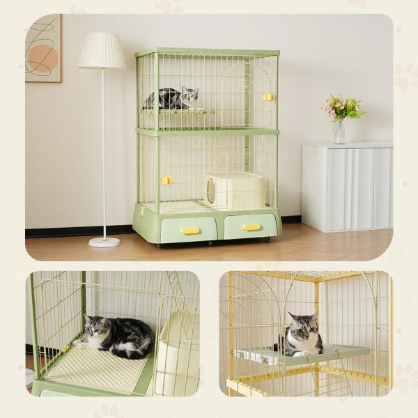 ◎01革新的な組み立て方法◎02猫ちゃんに最適なトイレ付きゲージ◎03トイレのカバーと引き出し式トレイ◎04多機能収納スペース◎05ゆったりとくつろげる広々とした棚板◎06上下しやすい梯子◎07各段にワイドな扉付き◎08片手で脱走防止の安心...