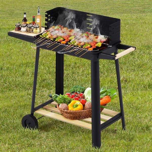 【簡単に炭出し入れ機能】焼き網調整ハンドルつき、網の移動が楽々。収納時はハンドルを内側に折り畳むことができます。網を高くするだけで前面開口部から簡単に炭の出し入れ可能です。これで、火力調節もやすいです。 キャンプ初心者もベテランも！BBQの...