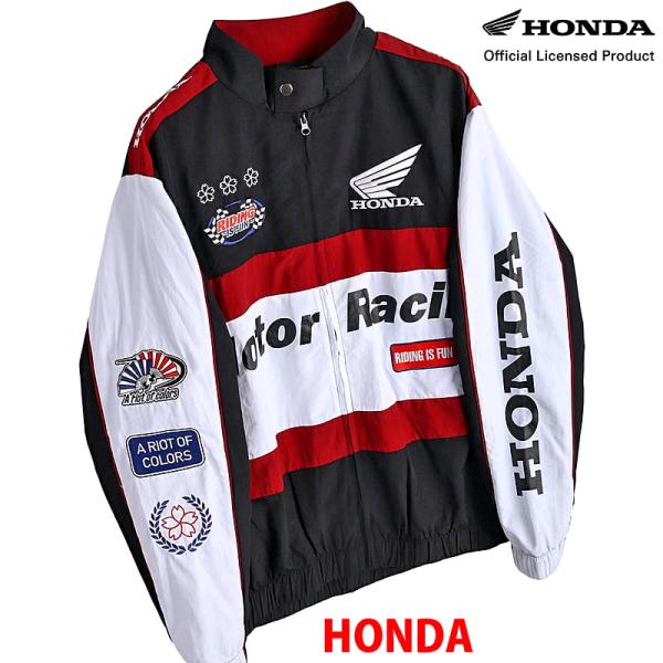 【発売日：2025年11月03日】◎内容：情熱のワインレッドが走る。HONDAの疾走感と大人の色気を纏うコラボブルゾン。HONDAと百花繚乱がコラボした、レーシングブルゾンです。このブラック×ワインは、漆黒のボディに深みのあるワインレッドの...