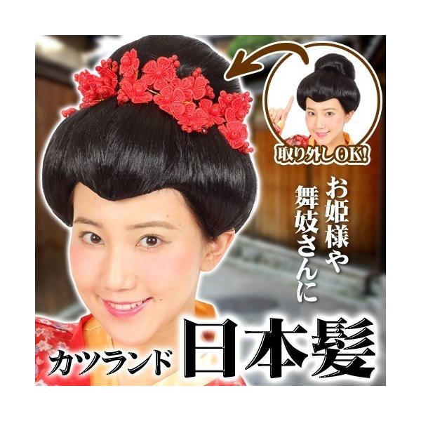 本格的な日本髪風かつら！かんざしもセットになっているから、付けたり外したりして、色んなキャラになりきれるよ☆前後逆に被ってもOK！？着物や和服コスチュームに合わせて使えばより素敵に♪【関連ワード】時代劇 かつら お姫様 コスプレ 舞妓 かつ...