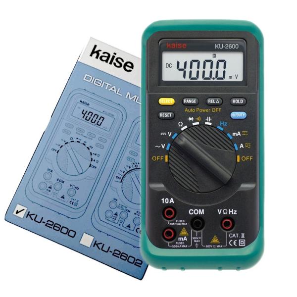 整備士の必需品 KAISE テスター KU-2600は厚さ29mm、軽さ180gの超薄型・軽量ボディに豊富な機能を搭載し、使いやすさとコストパフォーマンスを追求したDMMです。特長・・・シンプルな操作で使いやすい。持ちやすく、測定しやすいハ...