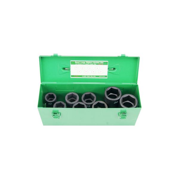 4WA-S8 セミロングインパクトソケットセット 1/2WA-17 19 21 22 23 24 26 27mm メタルケース ASC-804(215X60X82) 総重量 2,150g 産業機械の整備・保全、自動車・タイヤ整備に最適なイン...