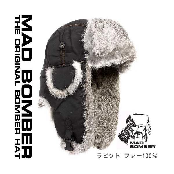 304BLK MAD BOMBER hat ロシア帽子 マッドボンバーハット ラビットファー100％ 帽子 スキー帽子 アメリカブランド  防寒用 ボンバーハット パイロットキャップ 毛皮 冬帽子 キャップ レディース メンズ 耳あて付き帽...