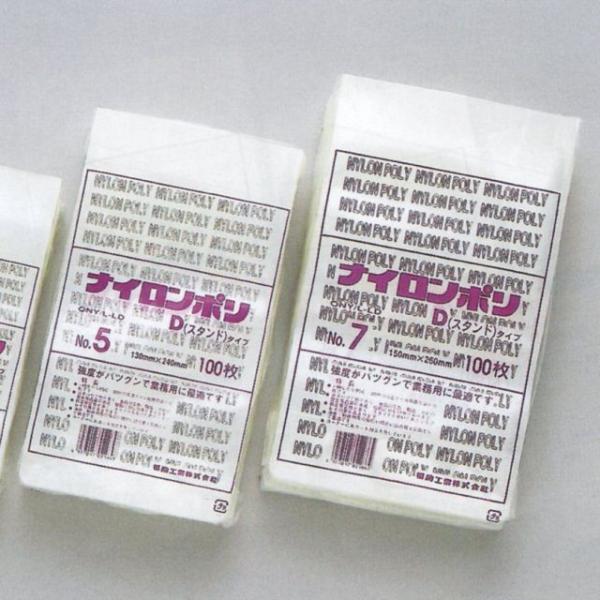 ナイロンポリＤタイプNO.1（福助工業）外寸：90mm幅×170mm長＋27mm底マチ数量：3,000枚冷凍：-40℃対応、ボイル殺菌95℃×30分対応材質：ONY15/L-LDPE80（No.1〜No.3）コーナー（底部２個所）Ｒカット加...