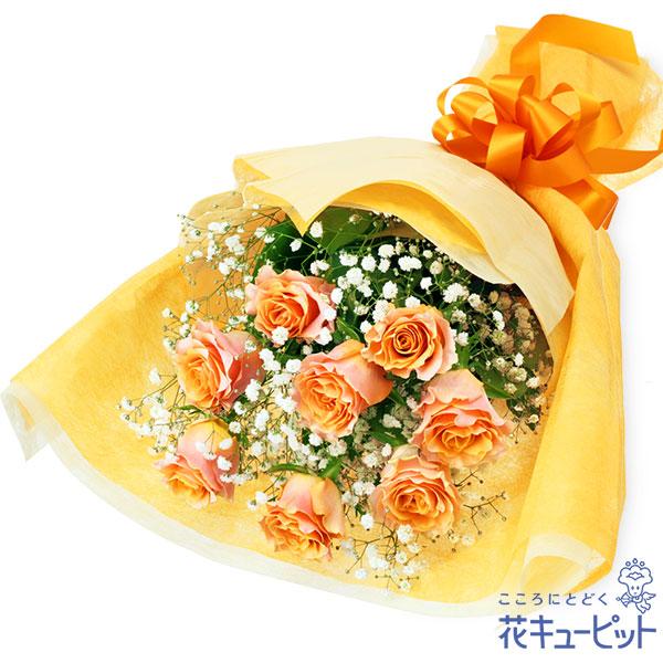華やかでお祝いの場にぴったりなオレンジバラを束ねました。優しい暖かさと明るさを兼ね備え、男女問わず人気な色であるオレンジ色。そんなオレンジ色のバラの花言葉は「絆」です。家族や友人へのプレゼントにもおすすめです。525105男女問わず人気なオ...