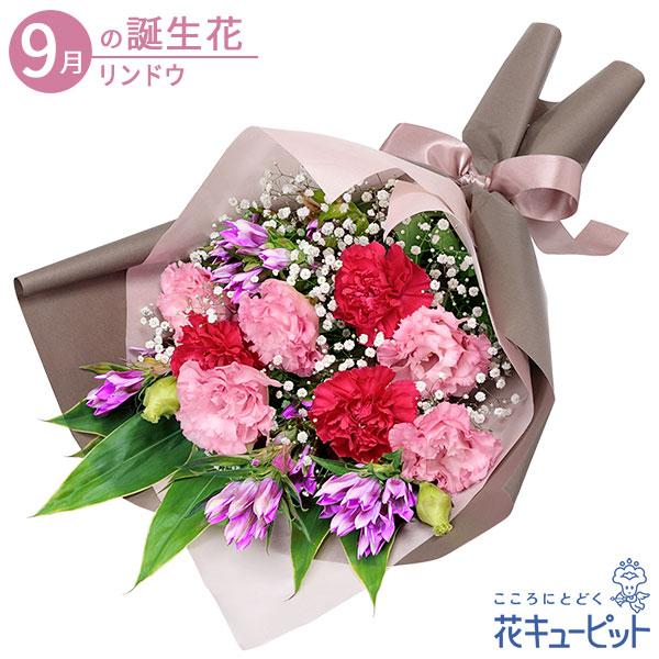 リンドウをはじめとするピンクの花々をまとめて、ナチュラルなペーパーで包んだ花束です。可愛らしさと上品さをどちらも感じられるデザインなので、年齢を問わずに様々なシーンでお贈りいただけるフラワーギフトとなっています。512636ピンクの花々をナ...
