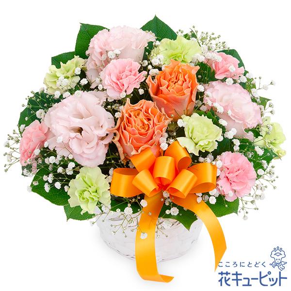 明るいオレンジバラを使って、温かみがある雰囲気に仕上げたアレンジメント。誕生日や結婚記念日といった様々なお祝いのギフトにはもちろん、日頃の感謝を伝えるプレゼントとしてもおすすめです。フォーマルな贈り物にも適しています。524336温かみがあ...