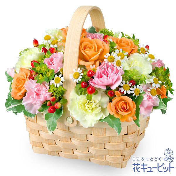 大人気のウッドバスケットアレンジメント！たくさんのお花を詰め込んだキュートなアレンジです♪ 524051大人気のウッドバスケットアレンジメント！　お見舞いにうかがえなくても、健やかに微笑む花たちが想いを確かにお伝えします。　　【こんなご用途...