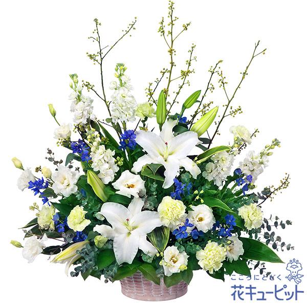 白ユリの凛としたアレンジメント。哀惜の気持ちを表現しました。524059哀悼の花として最適なアレンジメント　お悔やみのお花を地域のしきたりにあわせお花のプロがご用意いたしますので、安心してご利用いただけます。　　【こんなご用途に】お供え、弔...