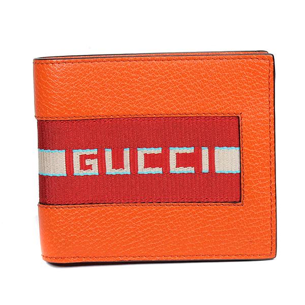 グッチ GUCCI 二つ折り財布 ニューウェブ ロゴ オレンジ レザー グッチ GUCCI 二つ折り財布 ニューウェブ ロゴ オレンジ レザー