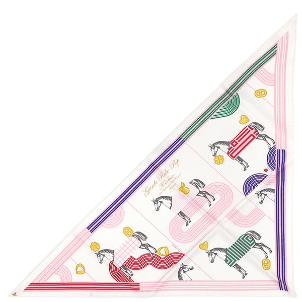 ■商品情報[管理番号]240500490205 [ブランド]エルメス（HERMES）[カラー]ホワイト×マルチカラー [金具カラー]ゴールド金具[素材]シルク[生産国]フランス[サイズ]約65cm x 65cm詳細備考：平置きにて採寸[重量...