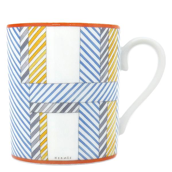 ■商品情報[管理番号]240500538267 [ブランド]エルメス（HERMES）[カラー]ホワイト×ブルーXオレンジ [素材]磁器[生産国]フランス[サイズ]詳細備考：直径/7.8cm 高さ/9.2cm  容量/300ml[重量]264...