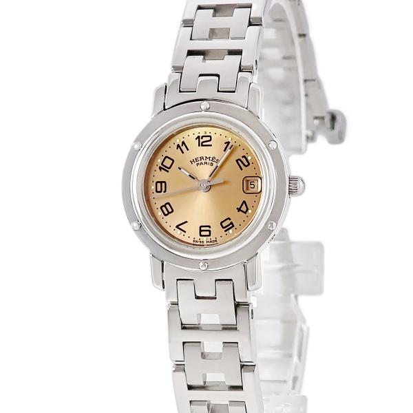 ■商品情報[管理番号]240500544059 [ブランド]エルメス（HERMES）[対象]レディース[モデル]クリッパー[型番]CL4.210[ムーブメント]クオーツ[カラー] 【文字盤】ゴールド【バンド】シルバー[素材]ステンレススチー...