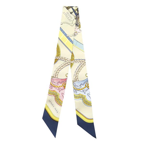 ■商品情報[管理番号]★240500550783 [ブランド]エルメス（Herms）[カラー]イヴォワール×マリン×ピンク [素材]シルク[生産国]フランス[サイズ]W(底辺)86.5cm x H(最長)5cm[重量]9g[仕様][付属品]...