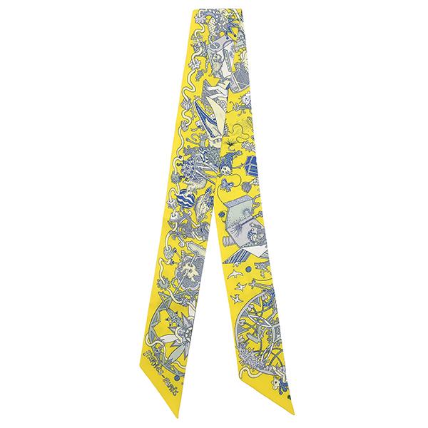 ■商品情報[管理番号]240500556235 [ブランド]エルメス（Herms）[カラー]イエロー×グレー [素材]シルク[生産国]フランス[サイズ]W(底辺)87cm x H(最長)5cm[重量]8.3g[仕様][付属品] -※記載して...