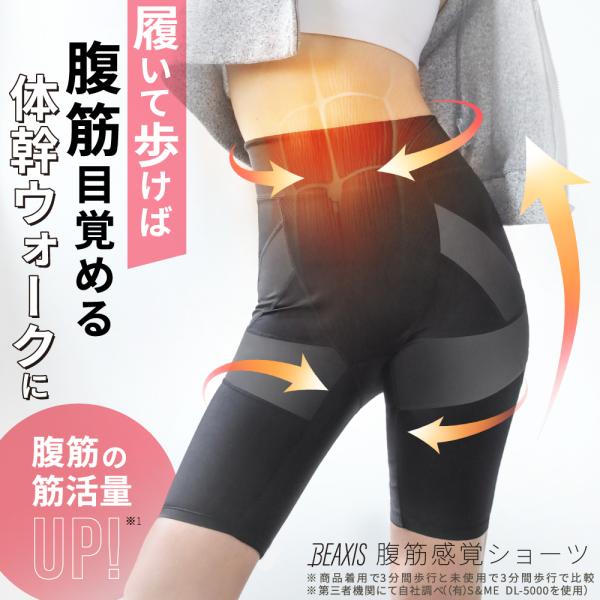 履いて歩けば腹筋運動に！モデルの体幹ウォーキングを履くだけで誰でもできるようになる今村式腹筋感覚ショーツの登場です。秘密は３つのスタイルアップライン。普段のショーツを変えるだけで美ボディ、美スタイルに導きます。【サイズ】M、L、LL【カラー...