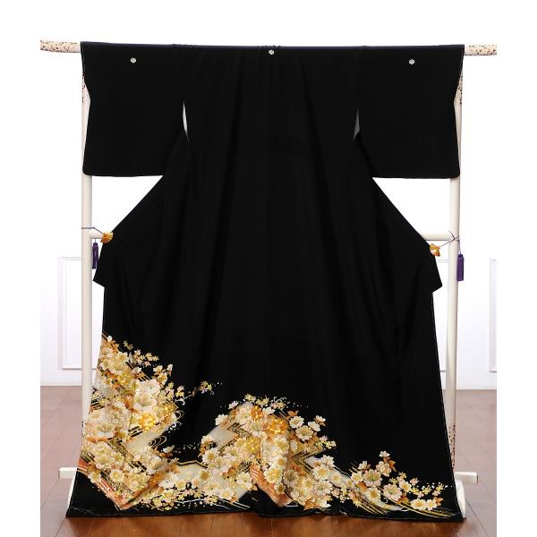 留袖 レンタル 黒留袖レンタルフルセット 8AA53 着物 結婚式 貸衣装 着物レンタル 桜流水 金駒刺繍 155cm〜173cm位まで ちょっと大きめサイズ 足袋プレゼント 往復送料無料 ●必ず下の商品情報を表示いただきご予約状況をご確認...