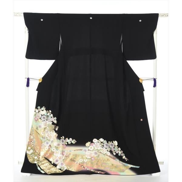 留袖 レンタル 黒留袖 フルセット 8AA161 留袖レンタル 桂由美 YUMI KATSURA 結婚式 江戸妻 花咲く丘 母親 149cm〜170cm位まで 足袋プレゼント 往復送料無料  ●必ず下の商品情報を表示いただきご予約状況をご確...