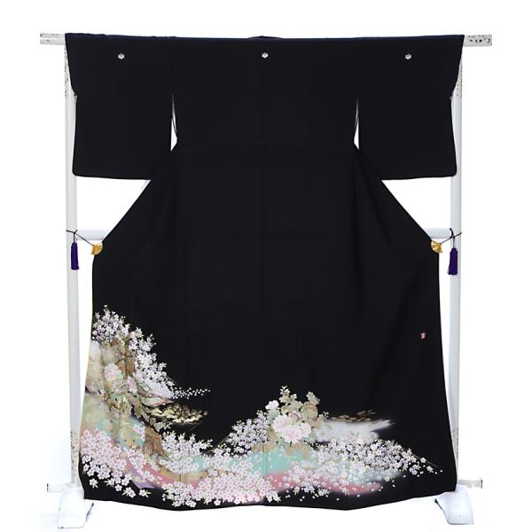 留袖 レンタル 桂由美 YUMI KATSURA 留袖レンタル 着物レンタル レンタル着物 黒留袖レンタルフルセット 8AA182 結婚式 江戸妻 披露宴 花見山 五ツ紋 母親 145cm〜160cm位まで Sサイズ 背の低い方向き ●必ず...