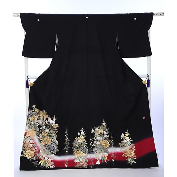 留袖 レンタル 桂由美 YUMI KATSURA 留袖レンタル 着物レンタル レンタル着物 黒留袖レンタルフルセット 8AA183 結婚式 江戸妻 披露宴 花見山 五ツ紋 母親 160cm〜175cm位まで トールサイズ 背の高い方向き ●...