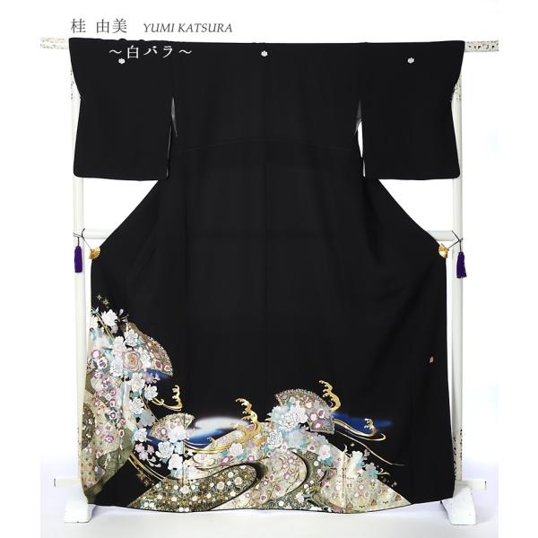 【レンタル】 桂由美 YUMI KATSURA 留袖 レンタル 留袖レンタル 着物レンタル レンタル着物 フルセット 黒留袖 黒留袖レンタル 結婚式 江戸妻 白バラ 薔薇 母親 149cm〜170cm位まで 足袋プレゼント 8AA200 留...