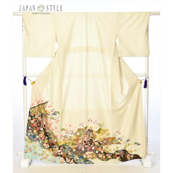 色留袖 留袖 レンタル ジャパンスタイル 色留袖レンタルフルセット8AB77 比翼仕立て 三つ紋 着物 結婚式 貸衣装 親族衣裳 祖母 叔母 義姉 姉 御所車 ベージュ系 149cm〜167cm位まで 足袋プレゼント 往復送料無料 ●必ず下...