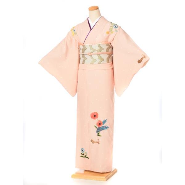 訪問着 レンタル フルセット 8AD81 tsumori chisato 付下げ レンタル訪問着 ツモリチサト 貸衣装 七五三 お宮参り 入学式 結婚式 サーモンピンク アネモネ ネコモチーフ 149cm〜167cm位まで 足袋プレゼント ...