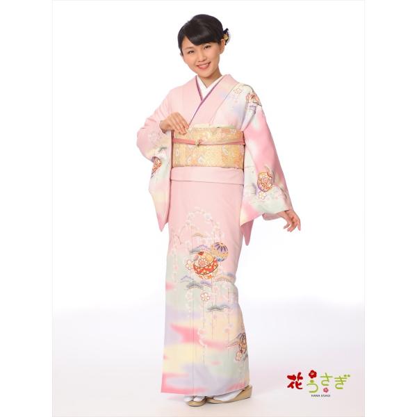 花うさぎ　ブランド訪問着 レンタルフルセット8AD105【レンタル訪問着】【花うさぎ】【ブランド】[七五三][お宮参り][入学式][結婚式][ピンク][ミックスぼかしに手毬桜][149ｃｍ〜169ｃｍ位まで]足袋プレゼント★往復送料無料★ ...