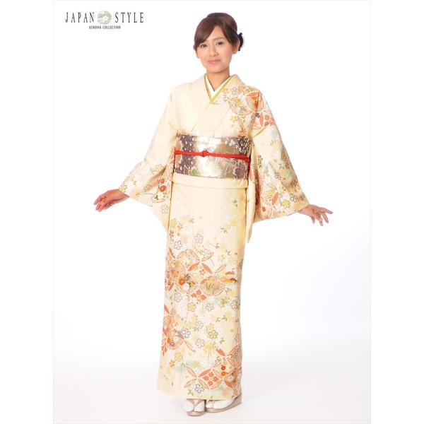 訪問着 レンタル 訪問着レンタルフルセット 8AD235 ジャパンスタイル JAPANSTYLE レンタル訪問着 JAPANSTYLE ママ着物 七五三 お宮参り 入学式 結婚式 卒業式 クリーム地 七宝桜 149cm〜167cm位まで 足...