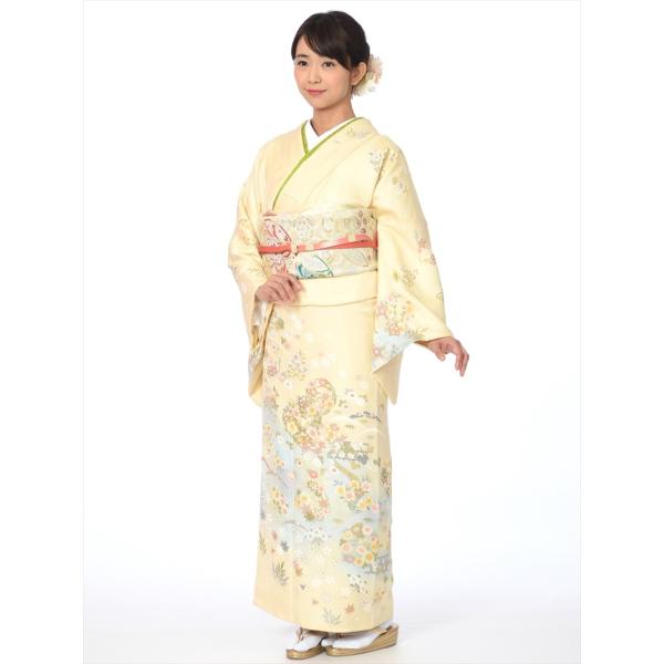 訪問着 レンタル フルセット 8AD328 レンタル訪問着 正絹 ほうもんぎ ホウモンギ 着物 きもの クリーム 150cm〜170cm位まで 足袋プレゼント 往復送料無料 七五三 753  ●必ず下の商品情報を表示いただきご予約状況をご確...