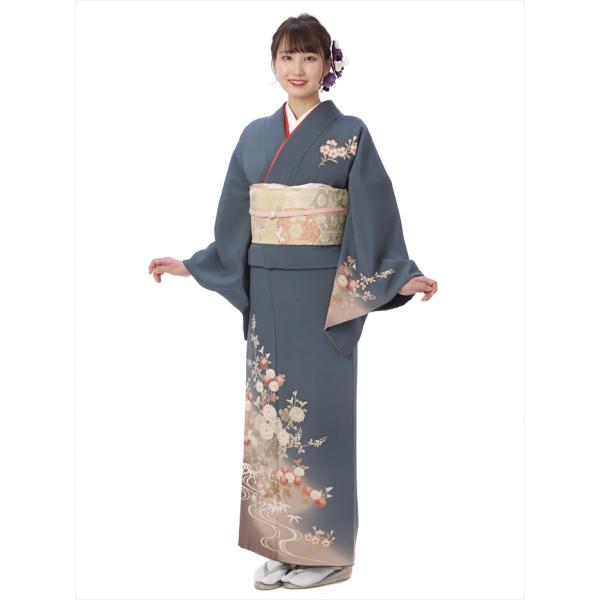 訪問着 レンタル 正絹訪問着レンタル フルセット 8AD343 レンタル訪問着 正絹 ほうもんぎ ホウモンギ 着物 きもの 流水菊 149cm〜170cm位まで 足袋プレゼント 往復送料無料  ●必ず下の商品情報を表示いただきご予約状況をご...