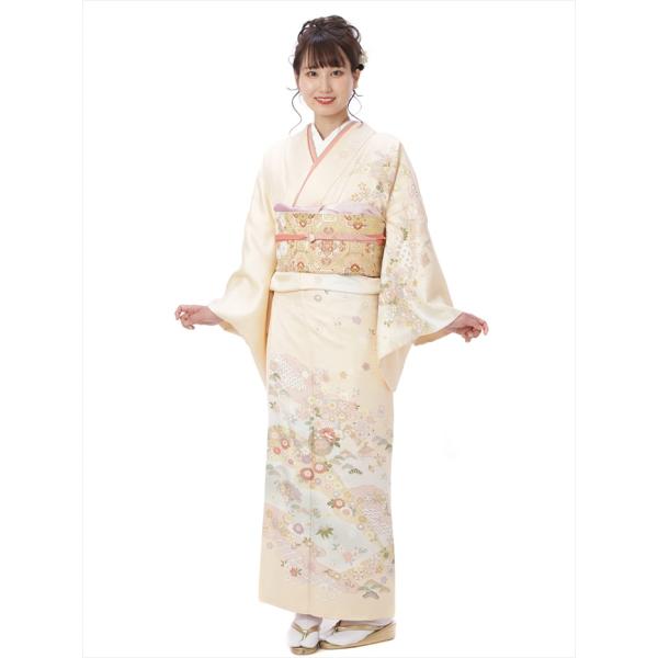 訪問着 レンタル フルセット 着物 正絹 クリーム 吉祥文様 149cm〜170cm位まで 足袋プレゼント 往復送料無料 8AD373 百日記念 ●必ず下の商品情報を表示いただきご予約状況をご確認ください。↓↓↓↓↓↓↓↓↓↓↓↓↓↓↓↓↓...