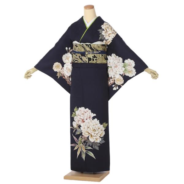訪問着レンタル 格安 訪問着 レンタル フルセット レンタル訪問着 訪問着レンタル 着物レンタル レンタル着物 結婚式 七五三 入学式 卒業式 お宮参り おしゃれ ママ着物 母着物 記念撮影 和服 正絹 紺 牡丹 くすみ 150cm〜170...