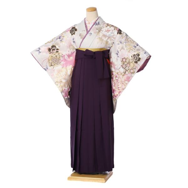 レンタル 袴 セット(AG128)大人 女 レディース 袴セット 卒業式 着物レンタル ハカマ はかま rental グレー系 紫袴 2尺袖 着物 袴 フルセット レンタル【対応身長158〜163cm】足袋プレゼント 往復送料無料