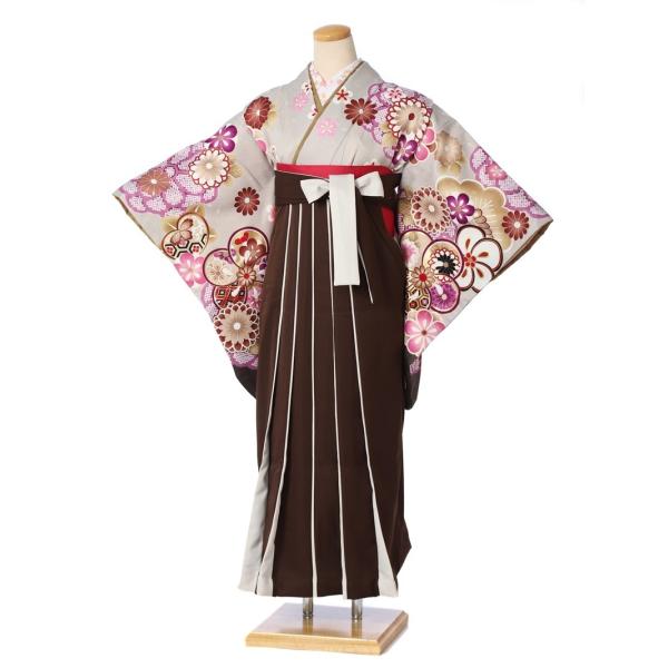 レンタル 袴 セット(AG129)大人 女 レディース 袴セット 卒業式 着物レンタル ハカマ はかま rental グレー系 ブラウン袴 2尺袖 着物 袴 フルセット レンタル【対応身長158〜163cm】足袋プレゼント 往復送料無料