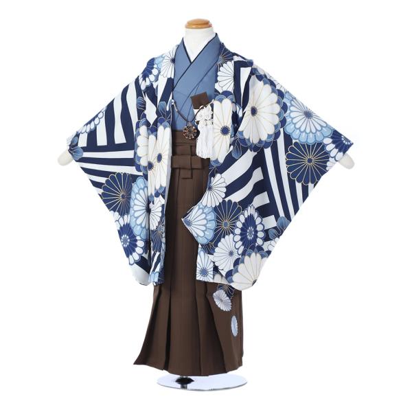 ブランド 七五三レンタル 5歳男児七五三AO5098 ラフィネココ MonoClassic/七五三着物/レンタル七五三/753レンタル/袴セット/七五三/５歳/五歳/羽織袴/撮影用衣裳/5歳男の子/5才/男児着物/青菊/茶色袴/往復送料無料...