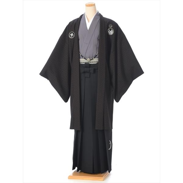 紋付袴 レンタル　ジャパンスタイル　（１月/成人式）8SAF-24 紋付き 羽織袴レンタル 男性 紳士 着物 成人式 結婚式 男袴 貸衣装 167ｃｍ〜172ｃｍ位まで ブラウン 黒袴 足袋プレゼント 往復送料無料