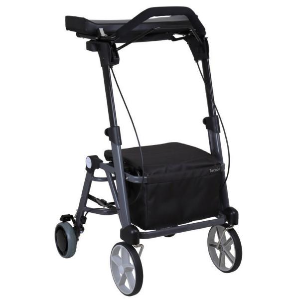 【本体カラー】グレー【サイズ】幅54.5×奥行67.5×高さ84〜112cm　折りたたみ時：幅54.5×奥行43×高さ83.5cm　アームレスト高さ：77〜105cm（10段階調節可能）　座面：幅34×奥行29cm　座面までの高さ：48cm...