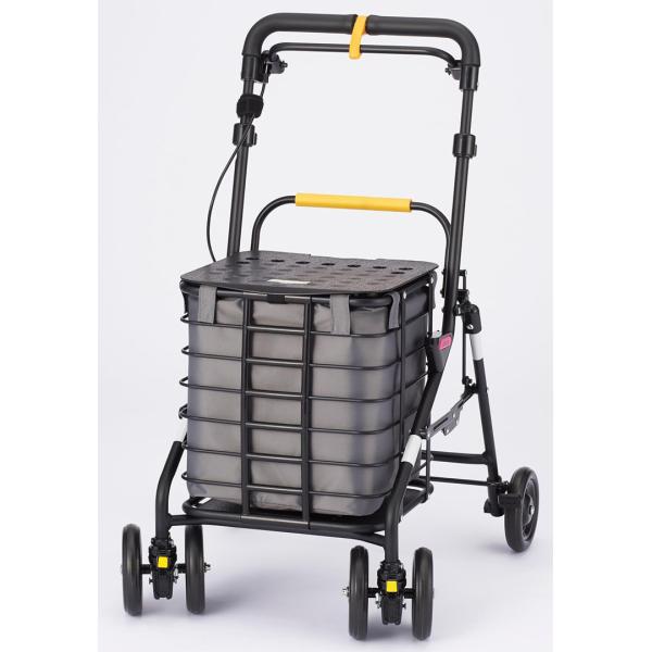 【カラー】グレー【サイズ】使用時：幅50×奥行58×高さ82〜90.5cm　折りたたみ時：幅50×奥行41×高さ88.5cm　カゴ：幅28×奥行27×高さ31.5cm（耐荷重12kg）　車輪　前輪：13cm　後輪：13cm【材質】フレーム：...