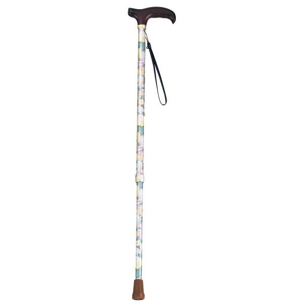 【カラー】花柄BR【サイズ】長さ：62cm〜85cm（10段階、2.5cmピッチ）　支柱太さ：1.9cm　杖先ゴム内径：1.5cm【身長目安】約118〜164cm【重さ】240g【材質】握り部分：木製　支柱：アルミ【メーカー品番】46-F1...
