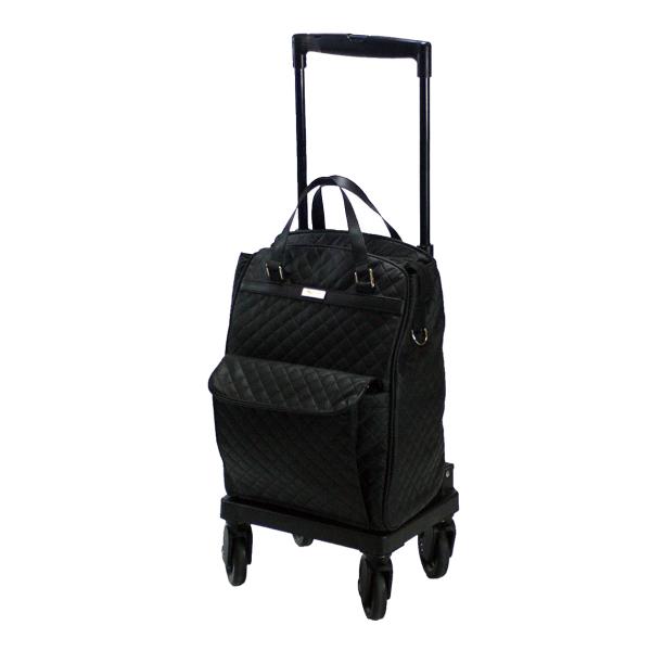 【カラー】キルティングBK【サイズ】使用時：幅23.5×奥行30.5×高さ68〜84cm　収納時：幅23.5×奥行30.5×高さ59cm　ハンドル高：約68〜84cm　タイヤ直径　前輪：約10cm　後輪：約10cm　バッグ載荷重：8kg　バ...